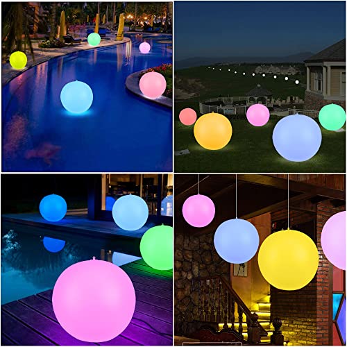 Blibly Floating Pool Lights Solar Powered, 14 inch Pool Lights That Float, Inflatable Waterproof Led Light Pool Balls, Solar Pool Lights for Outdoor Swimming Pools Garden Lawn Party Decor (4 Pack)