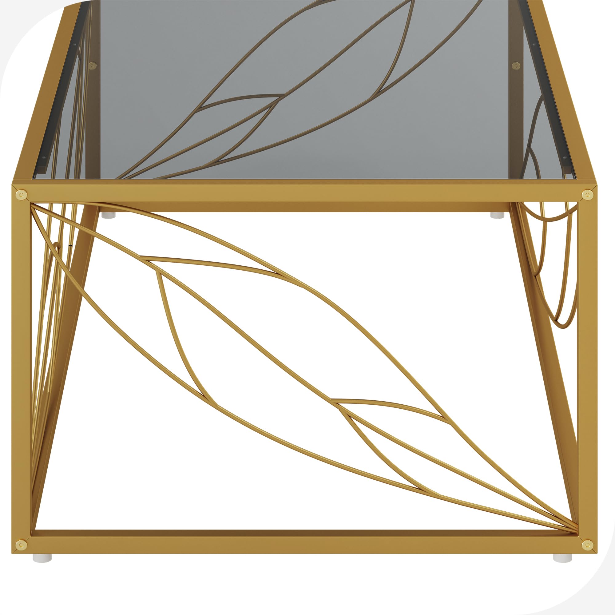 DWVO 48 Inch Marble Pattern Slate Coffee Table Modern Rectangle White and Gold Coffee Tables for Living Room