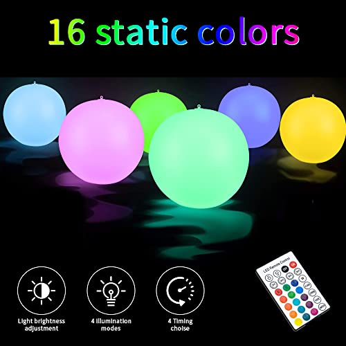 Blibly Floating Pool Lights Solar Powered, 14 inch Pool Lights That Float, Inflatable Waterproof Led Light Pool Balls, Solar Pool Lights for Outdoor Swimming Pools Garden Lawn Party Decor (4 Pack)