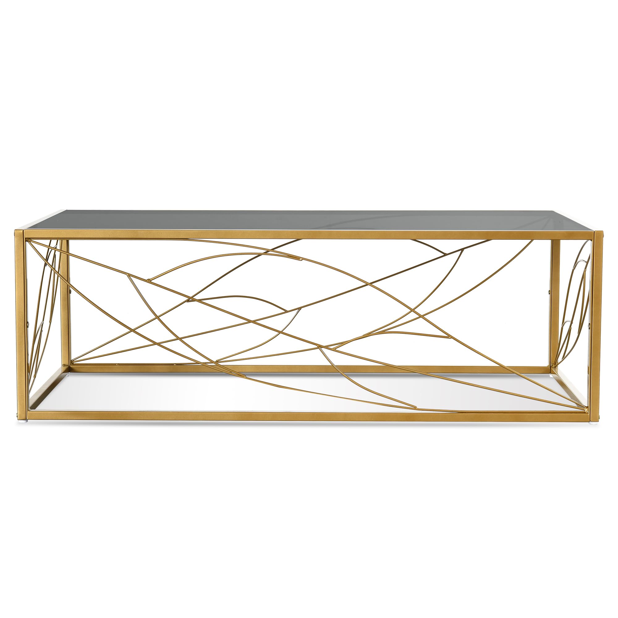 DWVO 48 Inch Marble Pattern Slate Coffee Table Modern Rectangle White and Gold Coffee Tables for Living Room