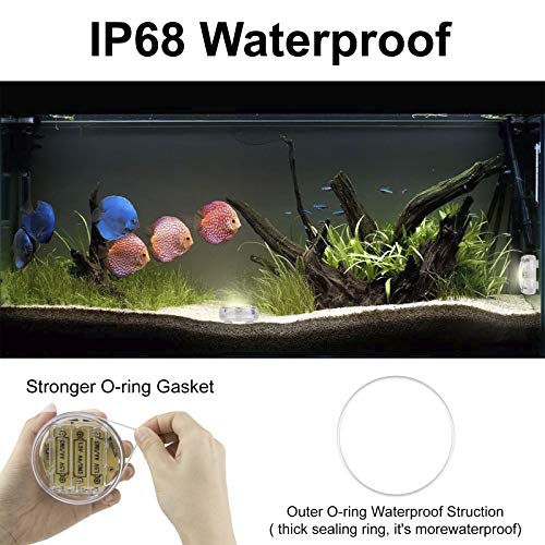 HONGUT Battery Operated Pond Lights, Waterproof Submersible LED Lights with RF Remote, 12 Colors Underwater Bathtub Shower Lights with Suction Cups for Pool, Pond Aquarium, Garden,Fish Tank, 2 Pack