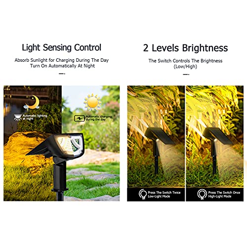 (2 Pack, Multicolor) Solar Spot Lights Outdoor, Front & Back Lighting, 43 LEDs, IP65 Waterproof, Auto On/Off, 2 Modes, Solar Lights Outdoor Garden, Wall Lights, Solar Patio Lights, Yard Lights