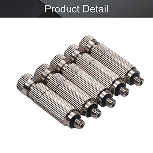 MroMax Copper Nickel Plated Misting Nozzle - 3/16inch Threaded 0.15mm Orifice Dia Fogging Spray Head for Outdoor Cooling System Silver Tone 5Pcs