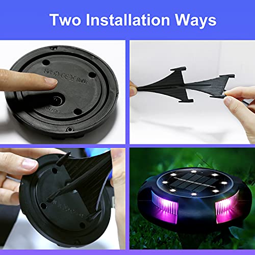 ENASAT Solar Ground Lights | Pathway Lights Outdoor Garden | Decorative RGB LED Disk Powered Waterproof In-ground for Deck Stair Step Lawn Patio Driveway Walkway Yard Decoration(4 Pack)