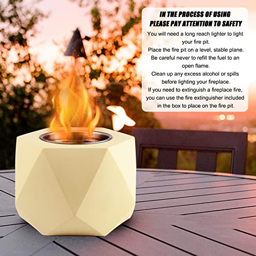 Tabletop Fire Pit, Concrete Table Top Fire Pits Bowl, Mini Fireplace Portable Rubbing Alcohol Burner with Extinguisher Lids, Roast Marshmallow or Make S'Mores for Indoor, Outdoor, Garden, Balcony