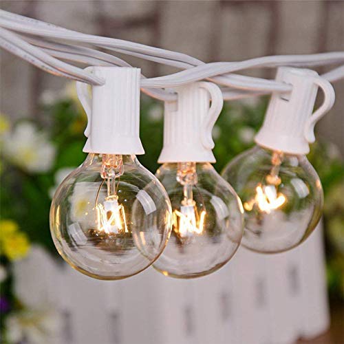 Afirst Outdoor String Lights 25FT Patio String Lights with 27 Edison Bulbs UL Listed Incandescent String Lights Garden/Backyard Party/Wedding Indoor String Lights-White Cord