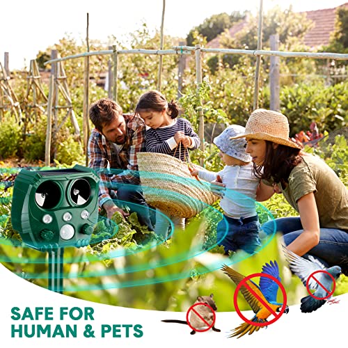 Solar Powered Ultrasonic Animal Repellent Waterproof Cat Repellent with Motion Detector Squirrel Repellent Bird Deterrent Devices Outdoor Solar Deer Repellent Devices for Outdoor (Black, Green, 4 Pcs)