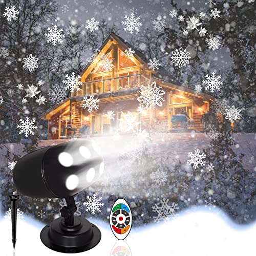 Christmas Snowflake Projector Lights, Lawn Lights Led Snowfall Lights Outdoor Patio Garden Decorative Lighting with Remote for Snow Decorative Christmas Holiday Wedding Indoor Home Party Decoration