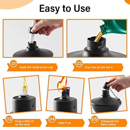 SNOGSWOG 4 Pack Metal Table Top Torches, 18oz Citronella Torches for Outside, Refillable Flame Light Torch, Decorative Tabletop Lantern for Yard, Patio, Deck, Garden, Party, Landscape