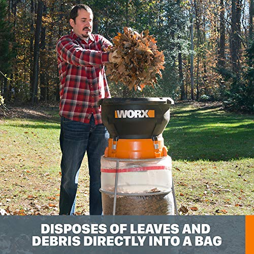WORX WG430 13 Amp Electric Leaf Mulcher & Pure Garden 50-114 Leaf Hand Rake Lightweight, Durable Grabber Tool for Scooping and Picking Up Leaves, Spreading Mulch, Gardening, and Yard Work, Green