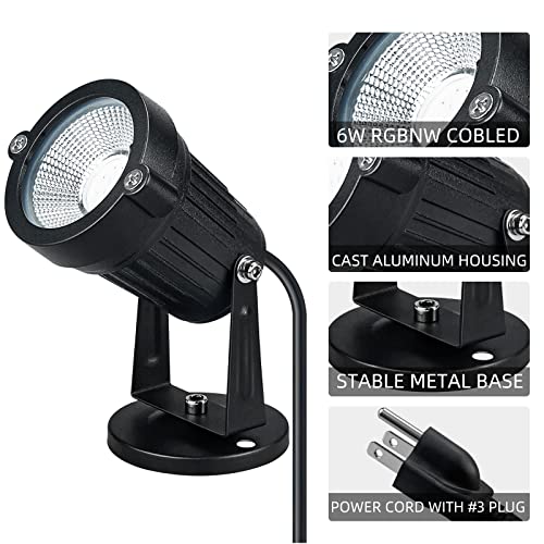 RAIFOOLLY Landscape Lights, Remote Control Spotlight with 16 Colors,Waterproof LED Ground Lighting with Spike and Base for Garden Pathway Patio Yard Plants(Plug-in)