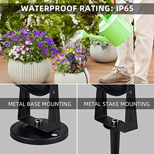 RAIFOOLLY Landscape Lights, Remote Control Spotlight with 16 Colors,Waterproof LED Ground Lighting with Spike and Base for Garden Pathway Patio Yard Plants(Plug-in)