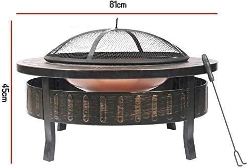 LEAYAN Garden Fire Pit Portable Grill Barbecue Rack Outdoor Metal Firepit Round Table Backyard Patio Garden Stove Wood Burning Fire Pit with Spark Screen, Log Poker and Cover for Camping BBQ Cooking