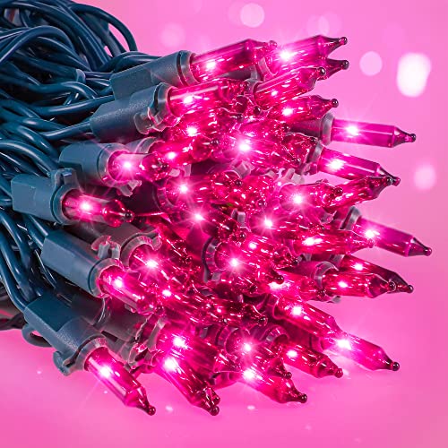 woohaha Outdoor Halloween Lights, 2PACK 13ft 50 Count Incandescent Blubs & Green Wire Mini Lights, 120V High-Voltage Connectable Light String, for Indoor Patio Garden Tree Party Decoration, Purple