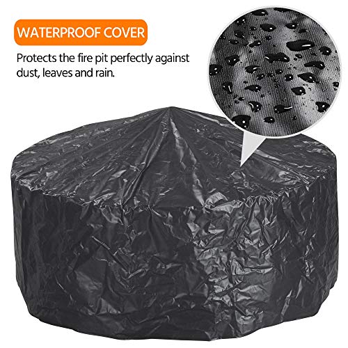 Topeakmart 36'' Outdoor Fire Pit Round Steel Firepit with Mesh Screen Poker Rain Cover for Backyard Garden Camping Bonfire Patio Bench, Bronze