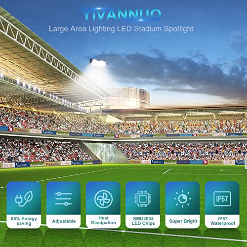 YIVANNUO 200W LED Flood Light Outdoor, Super Bright 10000LM LED Stadium Lights with Wide Lighting Angle, 7000k Daylight White, IP67 Waterproof Security Lights for Backyard, Garden, Playground, Garage