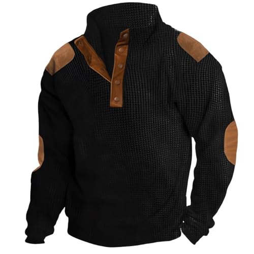 HOTYD Cowboy Hoodies for Men Button Down Aztec Hoodies for Men Black and White Big and Tall Fall Long Sleeve Vintage Graphic Western Pullover Tops Men's Clothes Black L