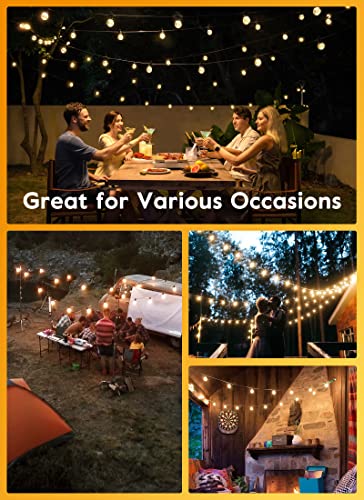 Brightown Led String Lights Outdoor 38Ft(28+10) with Remote, Patio String Lights for Outside with 17 Shatterproof Bulbs(2 Spare), Waterproof Hanging Lights for Backyard Bistro Party Cafe, E12 Socket