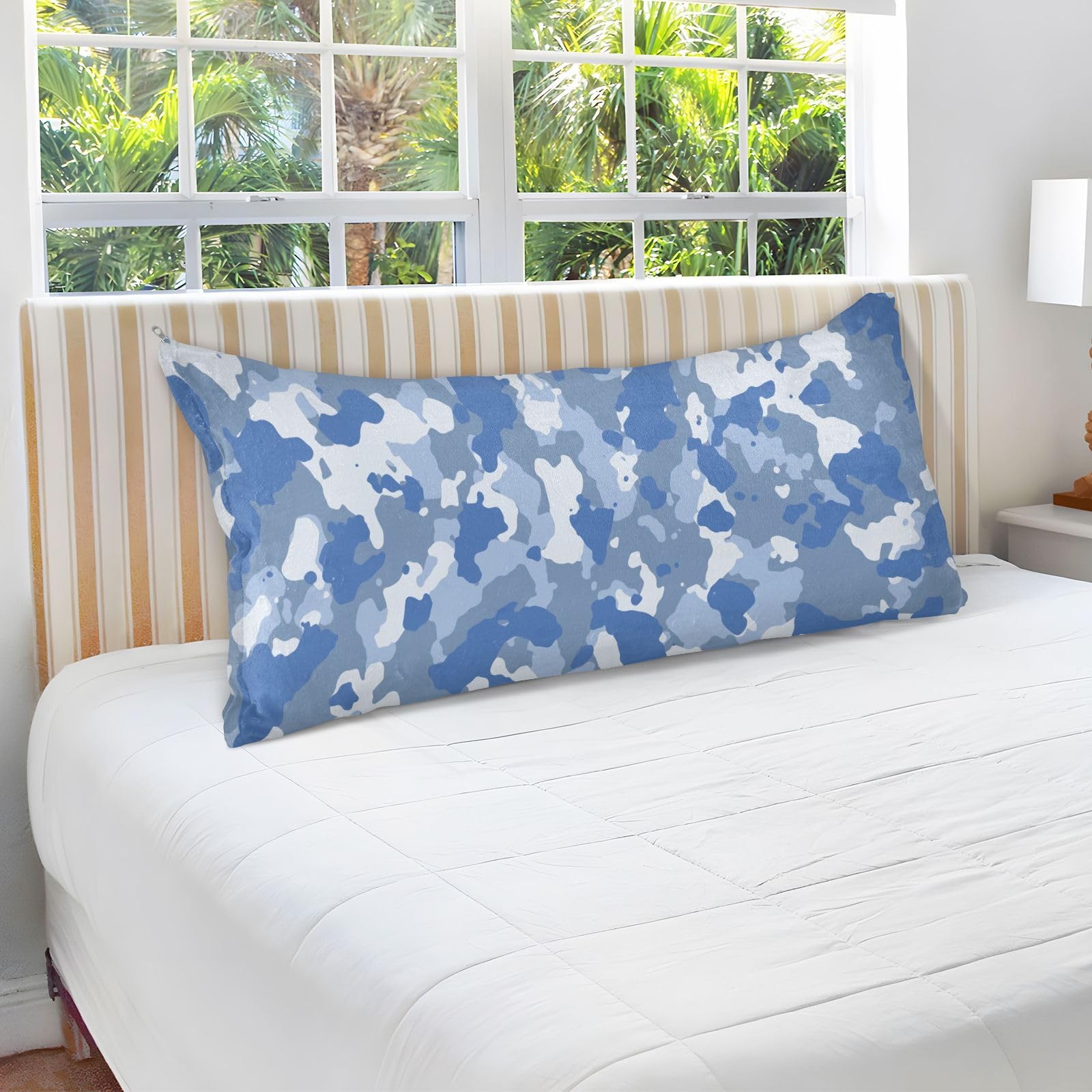 Blue Navy Camo Pillowcase for Hair and Skin Body Pillow Cover Long Body Pillow Pillowcase 20"X 54" Plush Pillow Case with Zipper for Men
