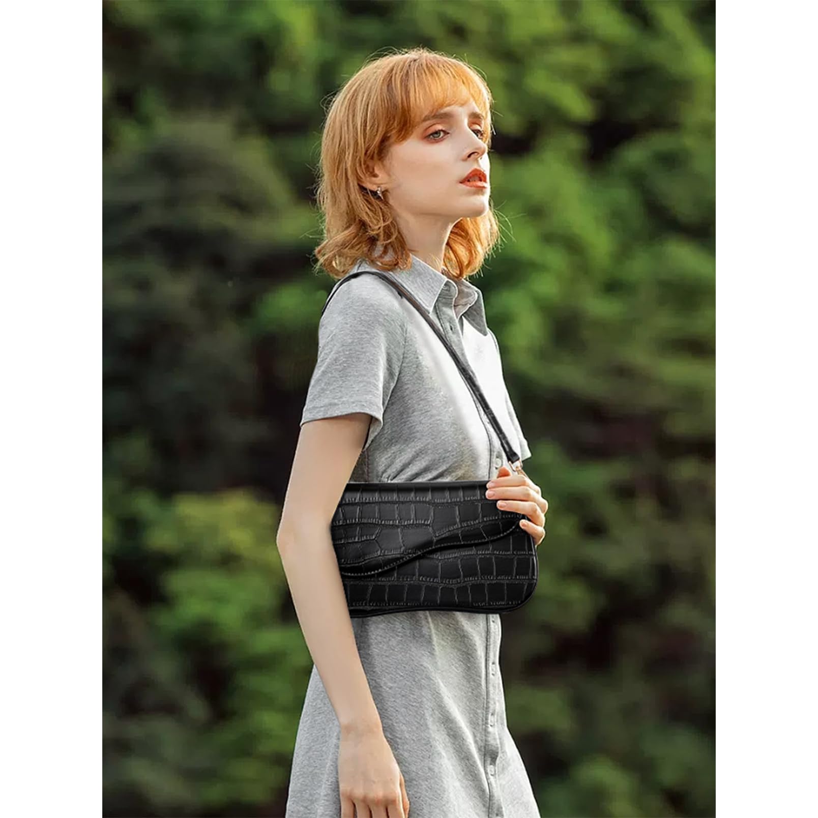 Telena Shoulder Bag for Women Shoulder Purse Vegan Leather Handbags Crossbody Purses with 2 Removable Strap Black