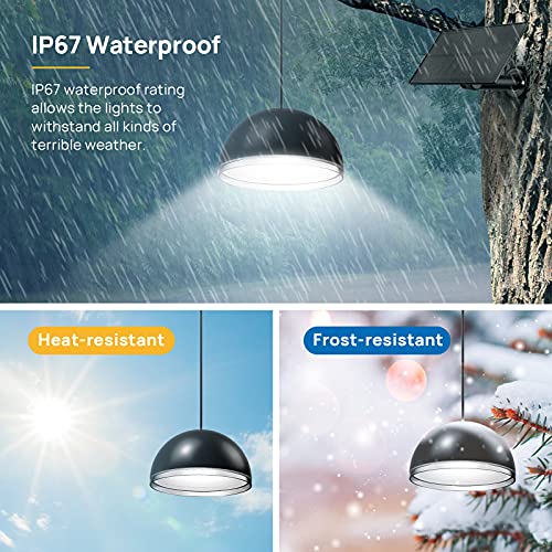 Linkind Comet 38-LEDs Solar Pendant Light, Outdoor Solar Powered LED Shed Light Barn Lights with 5M Cord, 6500K Daylight White, Dusk-to-Dawn IP67 Waterproof for Shed Barn Garden Yard