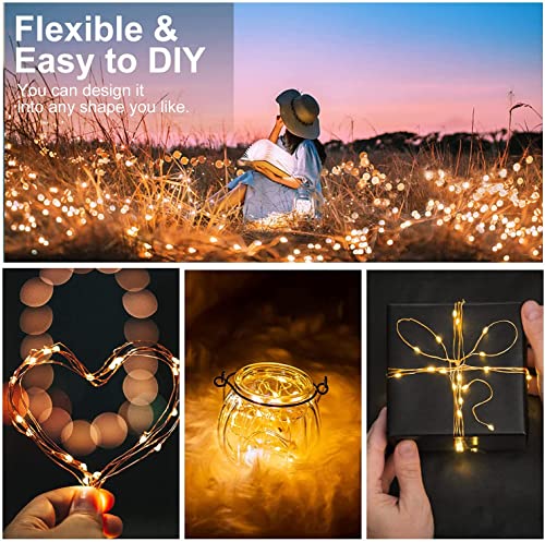 Diyishan 2Pack 36Ft 100Led Outdoor Solar+Battery String Christmas Lights (White)