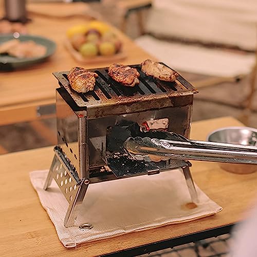 Camp Tent Stove - Portable Wood Burning Camp Heater | Compact Stainless Steel Backpacking Burner, Camping Stove for Tent, Cooking, Fishing, Home Heating Wynott