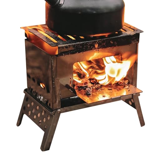Camp Tent Stove - Portable Wood Burning Camp Heater | Compact Stainless Steel Backpacking Burner, Camping Stove for Tent, Cooking, Fishing, Home Heating Wynott