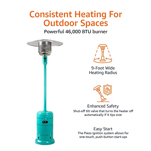 Amazon Basics 46,000 BTU Outdoor Propane Patio Heater with Wheels, Commercial & Residential - Bahama Blue