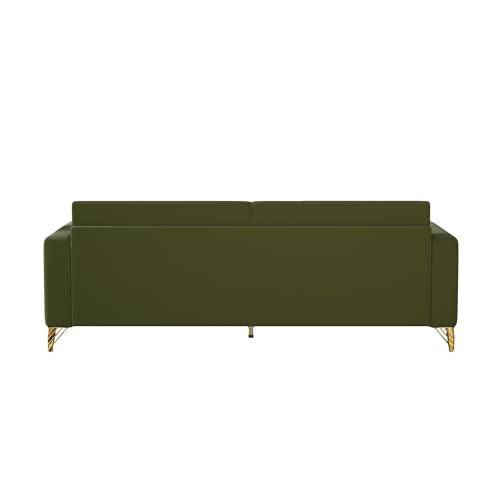 LostCat 85'' Velvet Sofa, Chesterfield Velvet Comfy Sofa Couch with Extra Deep Seats, Upholstered Mid-Century Modern Love seat, Modern Sofa- 3 Seater Sofa with Extra Deep Seats, Green