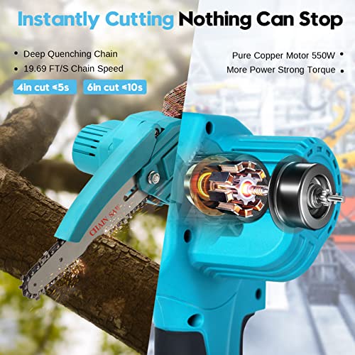 Cordless Hedge Trimmer & Mini Chainsaw Cordless Electric Set, Hedge Trimmer for Garden Trimming, 6-Inch 4-Inch Mini Chainsaws One-Handed Small Wood Cutting, Both Battery Included