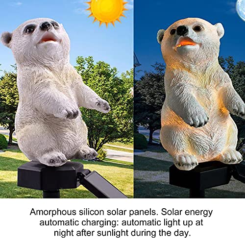 CAMPSLE Outdoor Solar Light, Cute Polar Bear Shape Garden Stake Light, Waterproof Solar LED Light for Walkway Yard Lawn Landscape Path Decoration