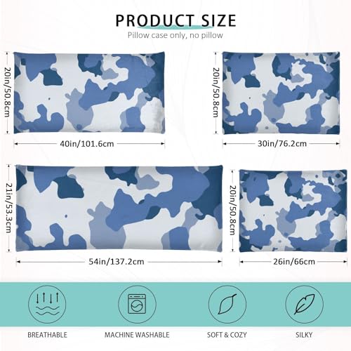 Blue Camo Pillowcase for Hair and Skin Body Pillow Cover Body Pillow Case Standard Size 20"X 26" Velvet Pillow Cases with Zipper for Pillow