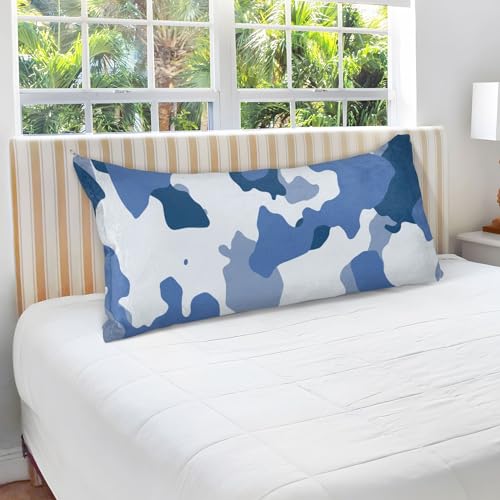 Blue Camo Pillowcase for Hair and Skin Body Pillow Cover Body Pillow Case Standard Size 20"X 26" Velvet Pillow Cases with Zipper for Pillow