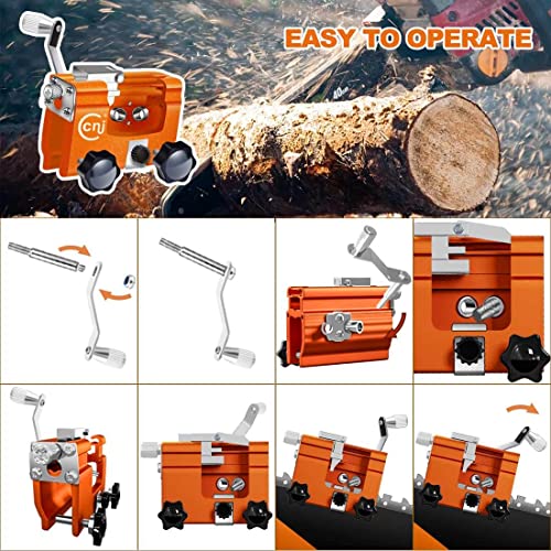Chainsaw Chain Sharpening Jig, Hand Cranked Chainsaw Chain Sharpening Kit, Portable Fast Crank Chainsaw Sharpener Tool for 4"-22" Chain Saws Electric Saws DIY Lumberjack Garden Worker 【New Version】