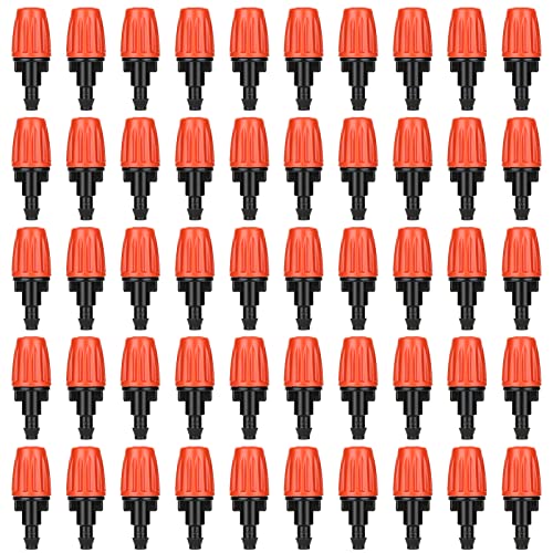 Yulaiyoen 50 Pcs Drip Irrigation Spray Emitters, Adjustable Atomizing Nozzles,1/4 Inch Drip Irrigation Parts Sprayers Drippers for Garden Greenhouse Agricultural Irrigation Patio Misting