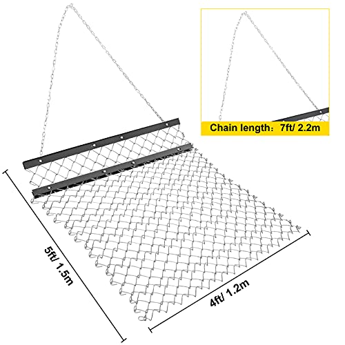 VEVOR, 4' x 5' ATV Chain, UTV Tractor Attachments Drag Mat for Landscape Leveling or Sod Prepping, Durable Harrow Rake Grader for Gravel Driveway, Farm, Garden, Field, Black