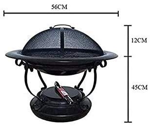 LEAYAN Garden Fire Pit Portable Grill Barbecue Rack Outdoor Fire Pits Round Iron Brazier Charcoal Heating, Multi-Functional Elegant Black Square Outdoor Patio with Cover BBQ Cooking for Backyard, A