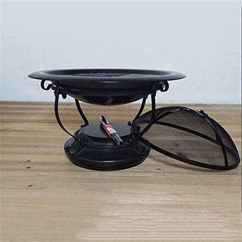 LEAYAN Garden Fire Pit Portable Grill Barbecue Rack Outdoor Fire Pits Round Iron Brazier Charcoal Heating, Multi-Functional Elegant Black Square Outdoor Patio with Cover BBQ Cooking for Backyard, A
