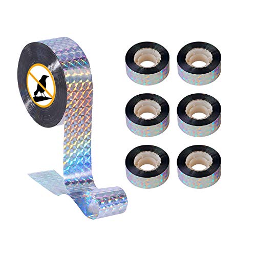 Blissvent Reflective Bird Tape Bird Scare Tape Ribbion, Deterrent Tape for Birds and Pigeons, Flash Double Sided Reflective Tape Outdoor 262 Feet 6 Rolls