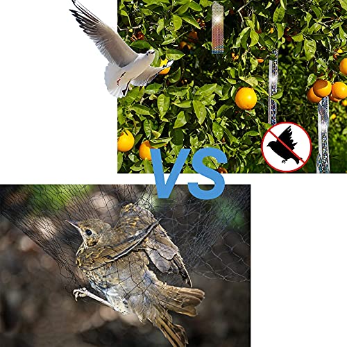 Blissvent Reflective Bird Tape Bird Scare Tape Ribbion, Deterrent Tape for Birds and Pigeons, Flash Double Sided Reflective Tape Outdoor 262 Feet 6 Rolls