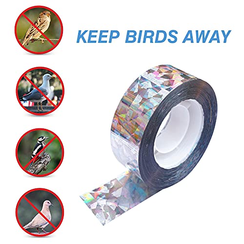 Blissvent Reflective Bird Tape Bird Scare Tape Ribbion, Deterrent Tape for Birds and Pigeons, Flash Double Sided Reflective Tape Outdoor 262 Feet 6 Rolls