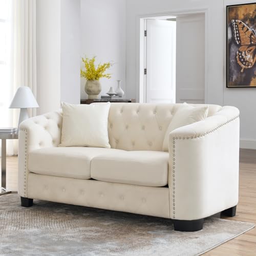 Xshelley 59" Chesterfield Sofa, Loveseat Sofa Couch, Modern Upholstered Sofa Couch for Living Room Bedroom Office Apartment