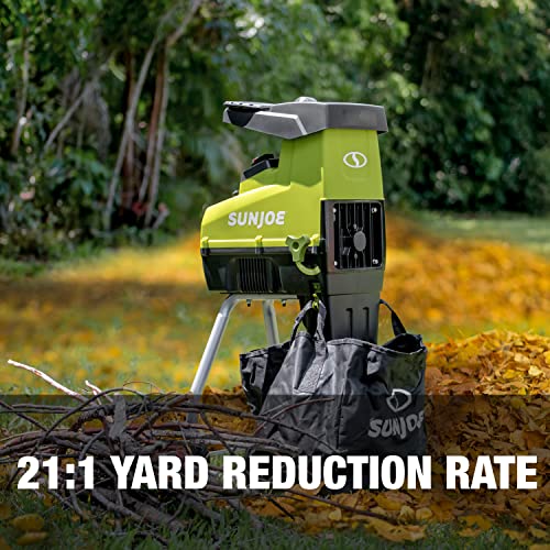 Sun Joe CJ603E 15-Amp 1.7-Inch Cutting Diameter Electric Silent Wood Chipper/Shredder, green