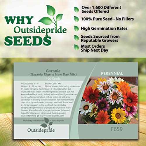 Outsidepride Gazania New Day Mix Heat & Drought Tolerant Garden Flower & Ground Cover Plants - 200 Seeds