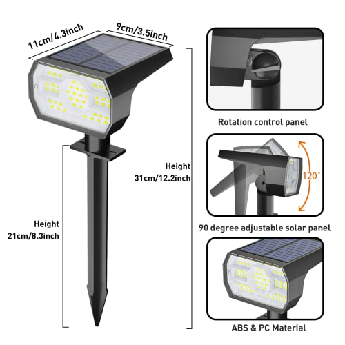 NYMPHY Solar Lights Outdoor Waterproof IP68, 56 LED 3 Lighting Modes Solar Powered Garden Yard Spot Lights for Outdoor Landscape Decoration- 4 Pack (Cool White)