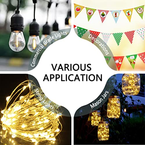 RINLAIN Outdoor String Light Poles 2 Pack, 8.3ft Height Adjustable Metal Stand Pole with Hooks for Hanging String Lights,Garden, Backyard, Patio Lighting Stand for Parties, Wedding (Black)