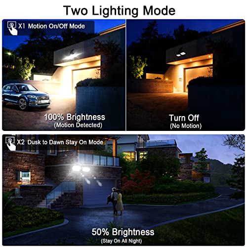 EMANER Motion Solar Lights Outdoor, Solar Security Light, Stay On or Motion On/Off Mode, Dusk to Dawn Floodlights, Wireless Landscape Spotlights for Garden/Fence/Patio/Porch Solar Powered, 1-Pack