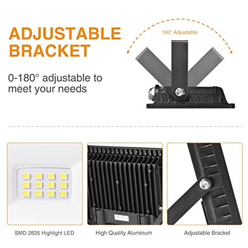 10W LED Flood Lights Outdoor, IP66 Waterproof Security Lights Fixture, 6500K Hardwired Wall Lamp, 700Lm Ultra Thin Work Light, 120° Beam Angle LED Exterior Floodlight for Garden Yard Patio