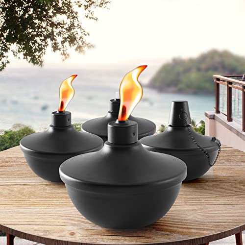 SNOGSWOG 6 Pack Metal Table Top Torches, 18oz Citronella Torches for Outside, Refillable Flame Light Torch, Decorative Tabletop Lantern for Yard, Patio, Deck, Garden, Party, Landscape
